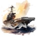 Watercolor Aircraft Carrier Digital Download Military Veteran Day Gift ...