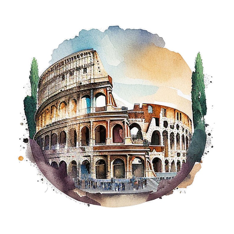 Watercolor Colosseum Clipart Set of 4 PNG Files for - Etsy