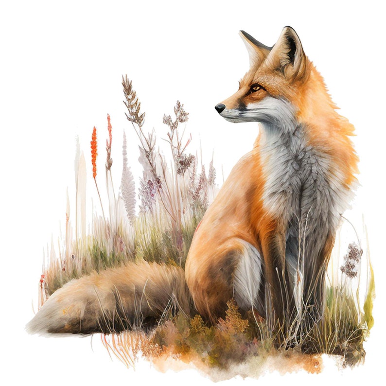 Cute Red Fox Watercolor Clipart Set of 4 Commercial Use PNG - Etsy