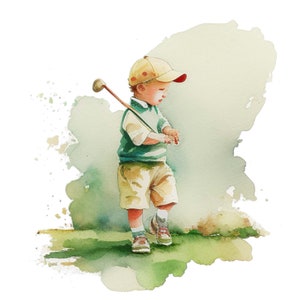 Watercolor Child Golfer Nursery Art Print Set of 4, Golf Themed Decor ...