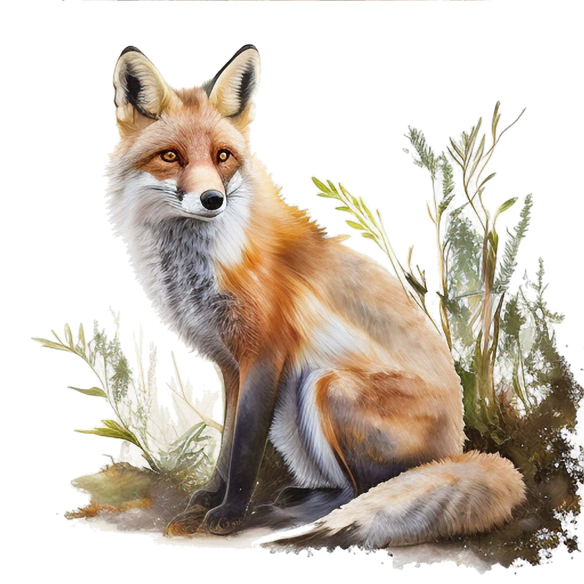 Cute Red Fox Watercolor Clipart Set of 4 - Commercial Use PNG Digital ...