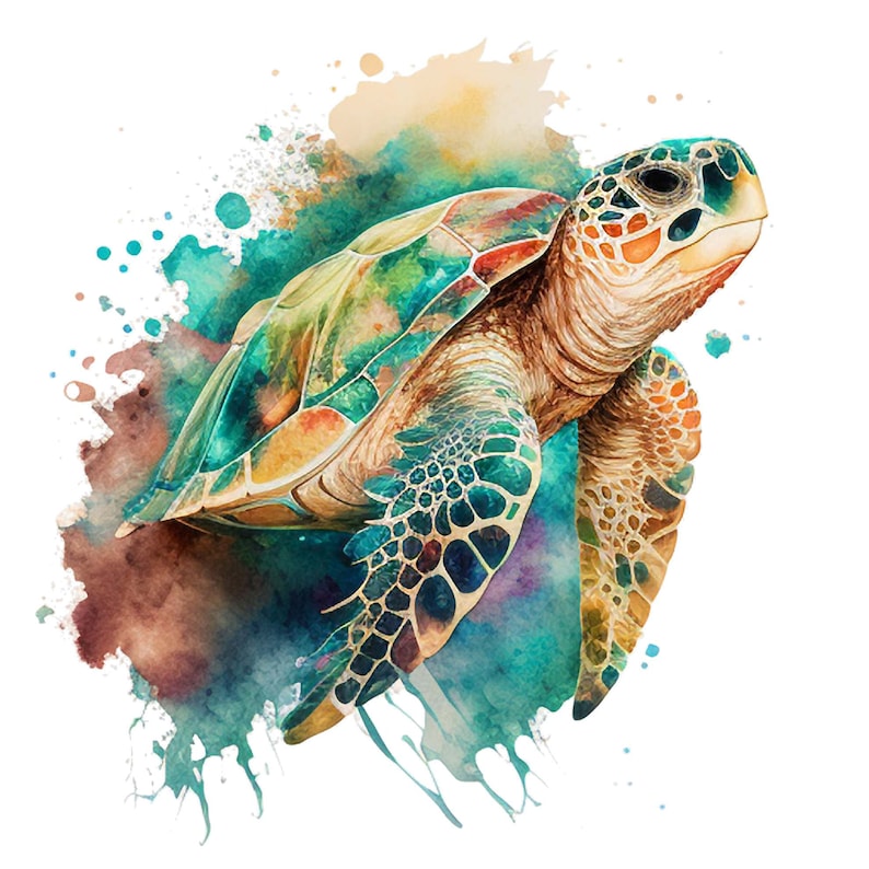 Watercolor Sea Turtle Clipart Set of 4 Digital Download Sea - Etsy