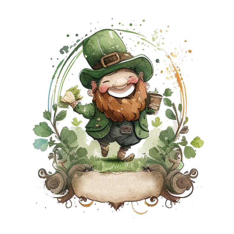 Leprechaun Art Print Leprechaun Watercolor Clipart Cute - Etsy