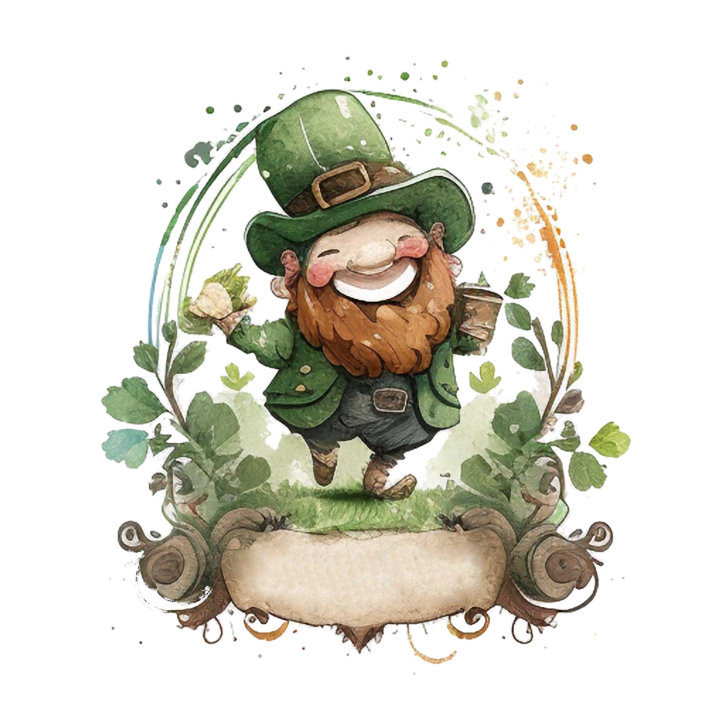 Leprechaun Art Print Leprechaun Watercolor Clipart Cute Nursery Decor ...