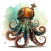 Watercolor Steampunk Octopus Set of 4 Png Clipart Files Steam - Etsy