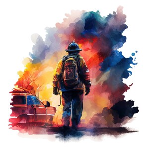 Stunning Watercolor Fire Rescue Designs: Downloadable PNG Files and ...
