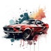 Set of 4 Watercolor Mustang PNG, Muscle Car Illustration, Classic Car ...
