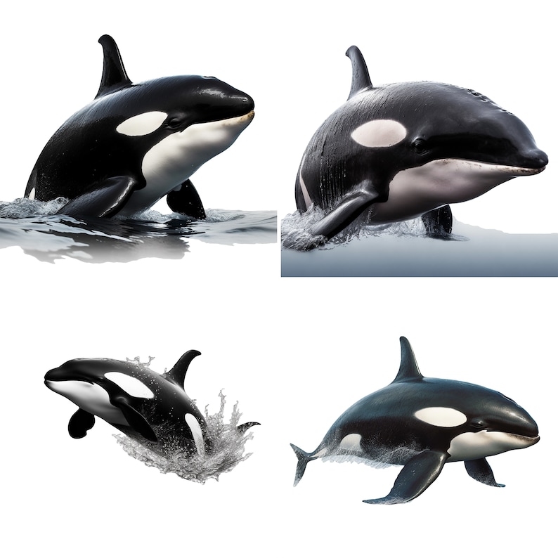 Orca Whale Clipart Set of 4 Orca PNG Digital Downloads Orca - Etsy