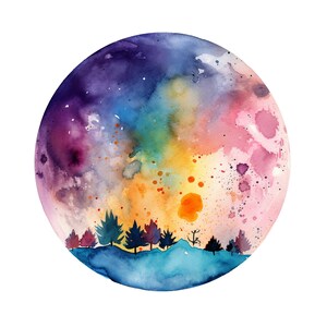 Moon Watercolor Clipart Set of 4 PNG Digital Downloads for Stickers ...