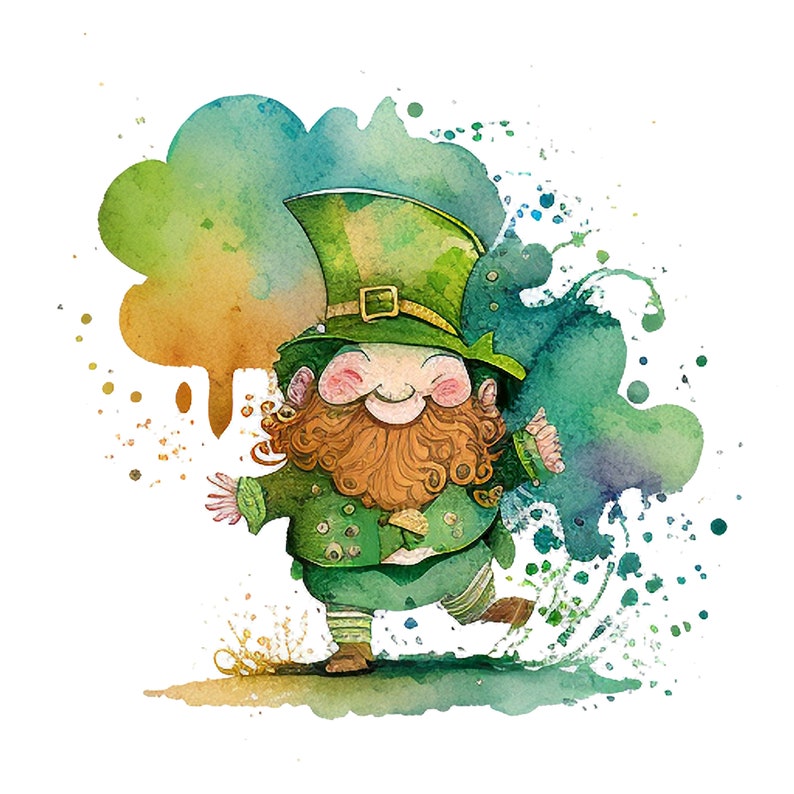 Leprechaun Art Print Leprechaun Watercolor Clipart Cute Nursery Decor ...