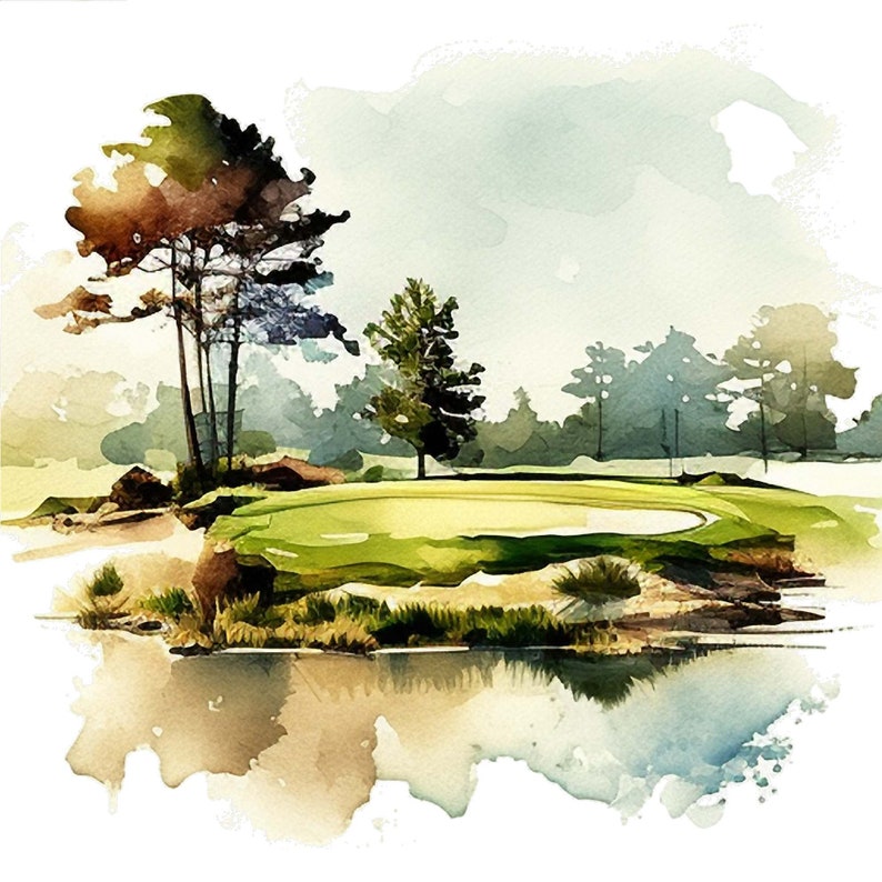 Set of 4 Golf Course Watercolor Clipart Golf Sublimation Pro - Etsy