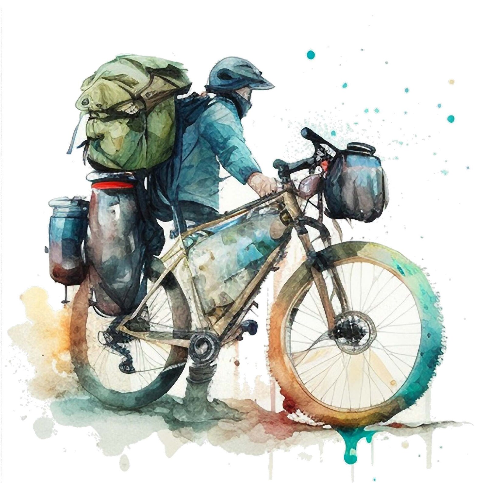 Bike Packing Watercolor Camping Clipart Set of 4 PNG Files Hiking ...