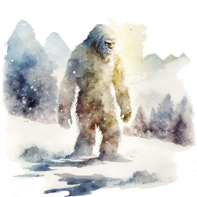 Yeti Watercolor Clipart Set of 4 - Commercial Use PNG Downloads for ...