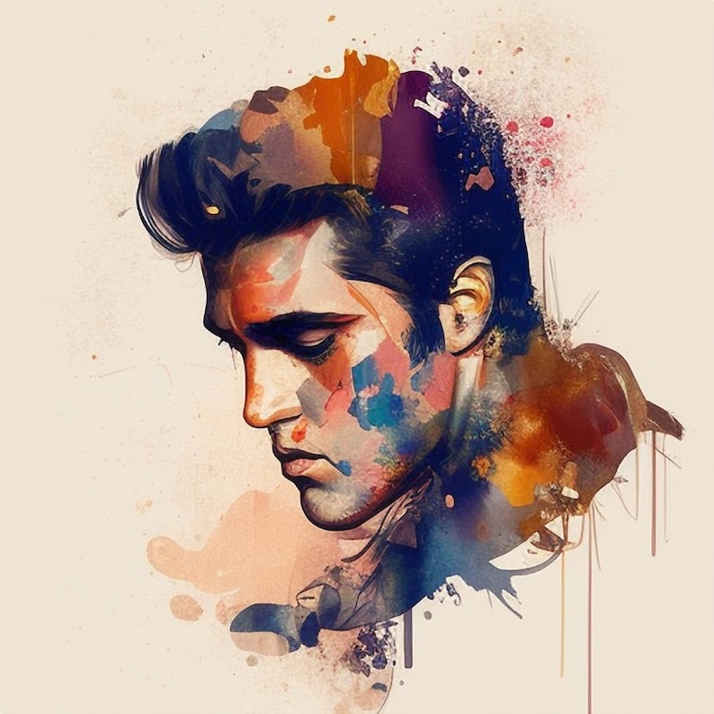 Set of Four Elvis Watercolor Art Prints - Pop Culture Digital Downloads ...