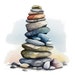 Set of 4 Stacked Stones Cairns Clipart PNG Digital Download Files ...