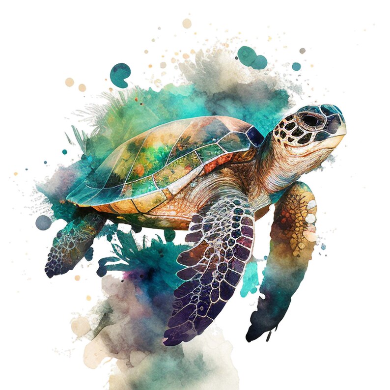 Watercolor Sea Turtle Clipart Set of 4 Digital Download Sea - Etsy