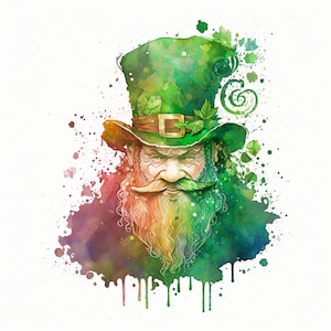 Leprechaun Art Leprechaun Watercolor Clipart, Cute Nursery Decor Wall ...