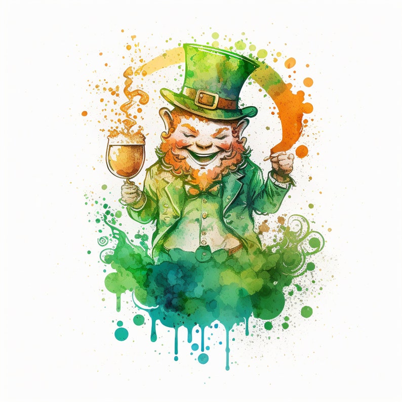 Leprechaun Art Leprechaun Watercolor Clipart Cute Nursery - Etsy