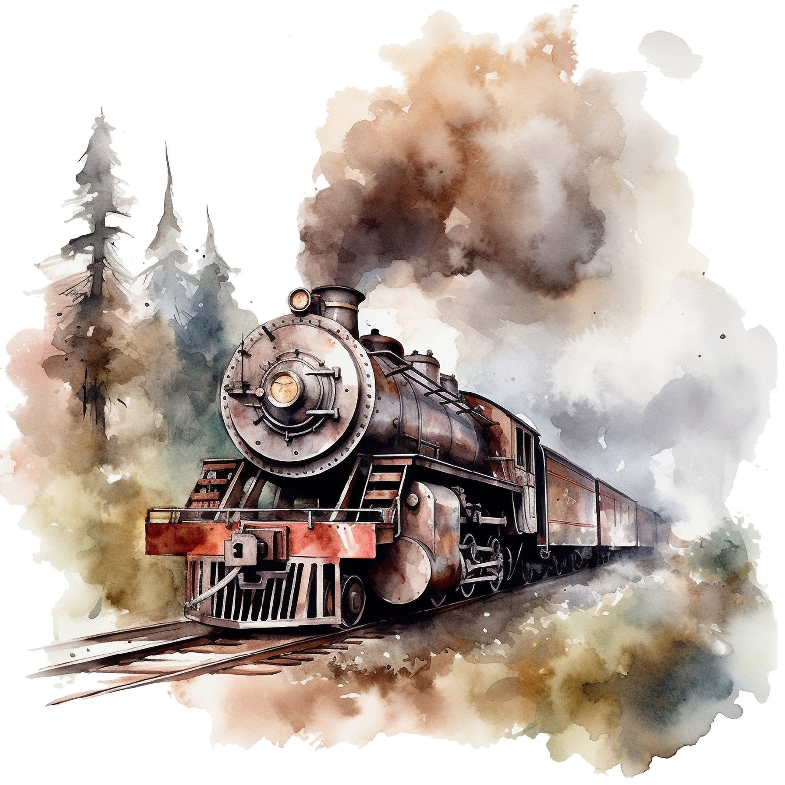 Steam Train Clipart Set of 4 PNG Files, Train Sublimation, Steam Engine ...
