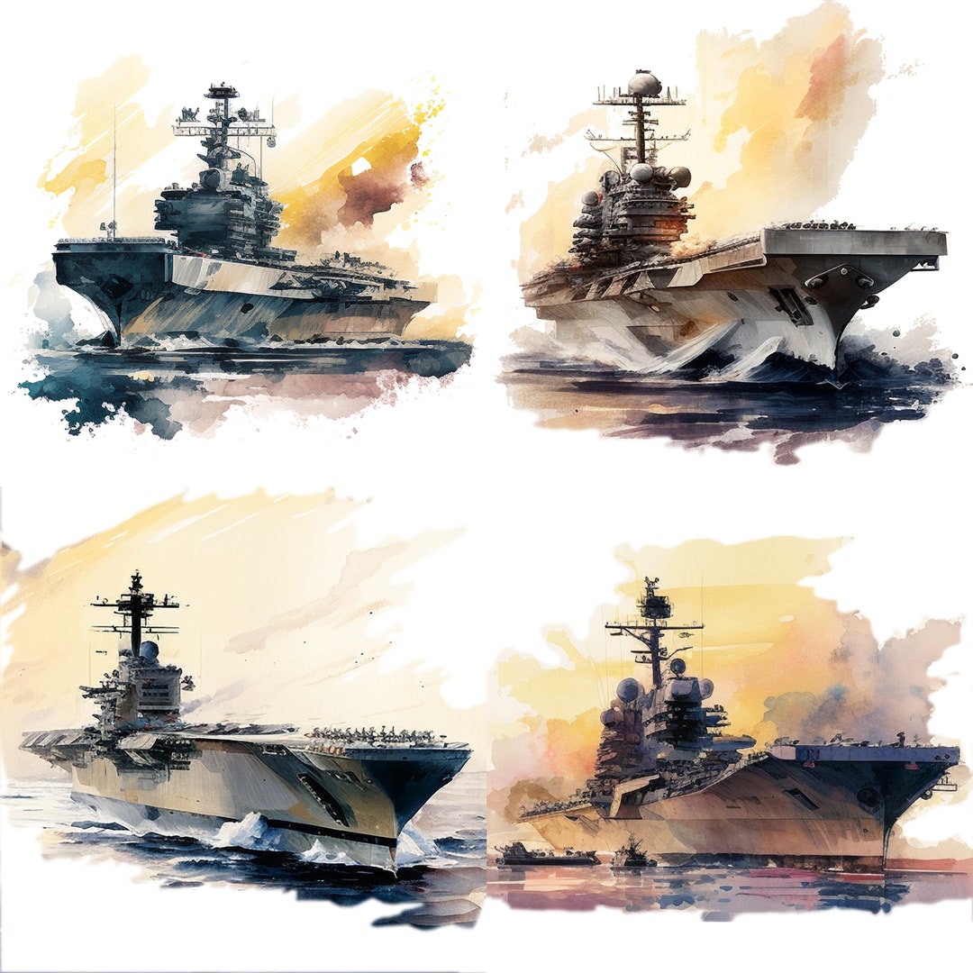 Watercolor Aircraft Carrier Digital Download Military Veteran Day Gift ...