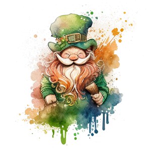 Leprechaun Art Print Leprechaun Watercolor Clipart Cute Nursery Decor ...