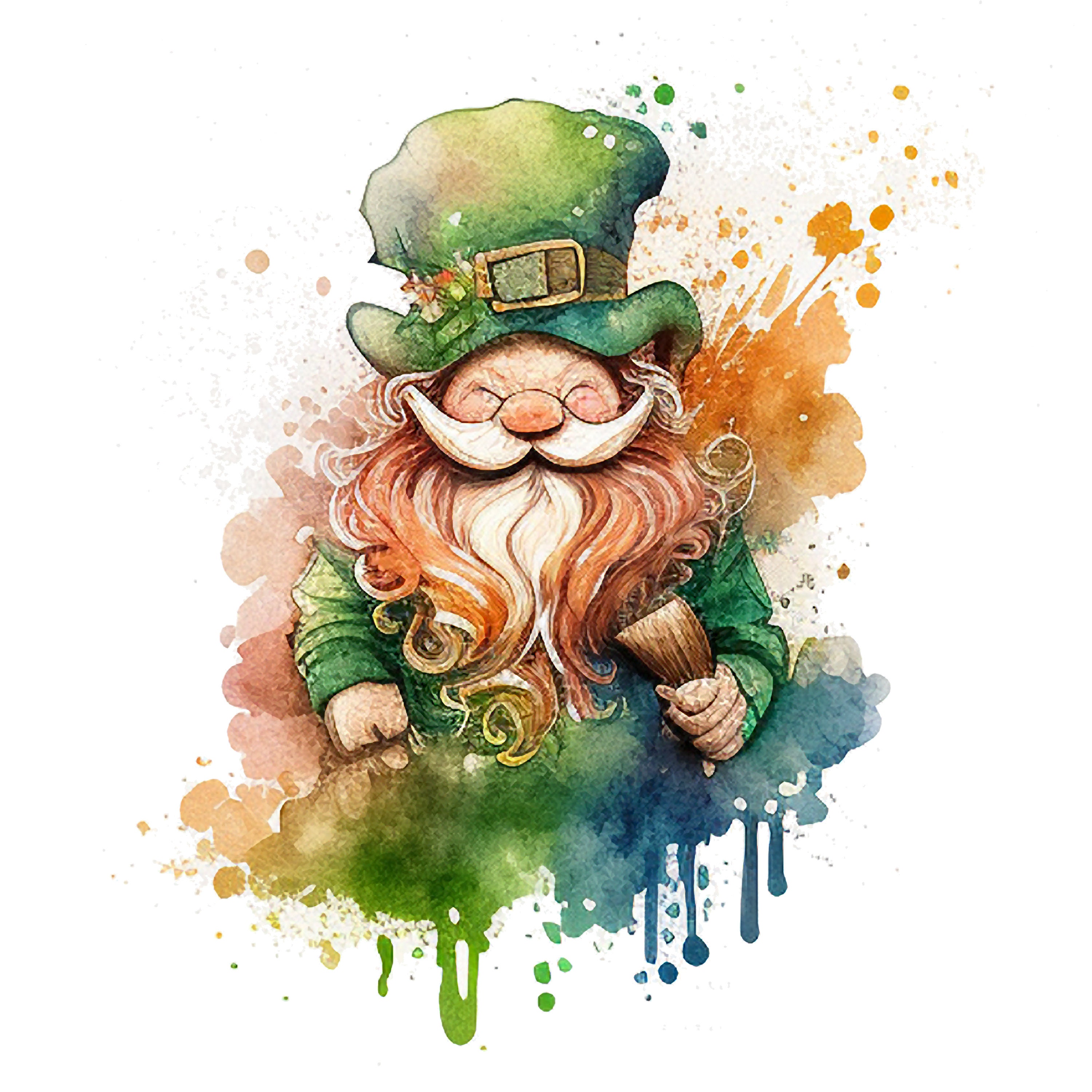 Leprechaun Art Print Leprechaun Watercolor Clipart Cute Nursery Decor ...