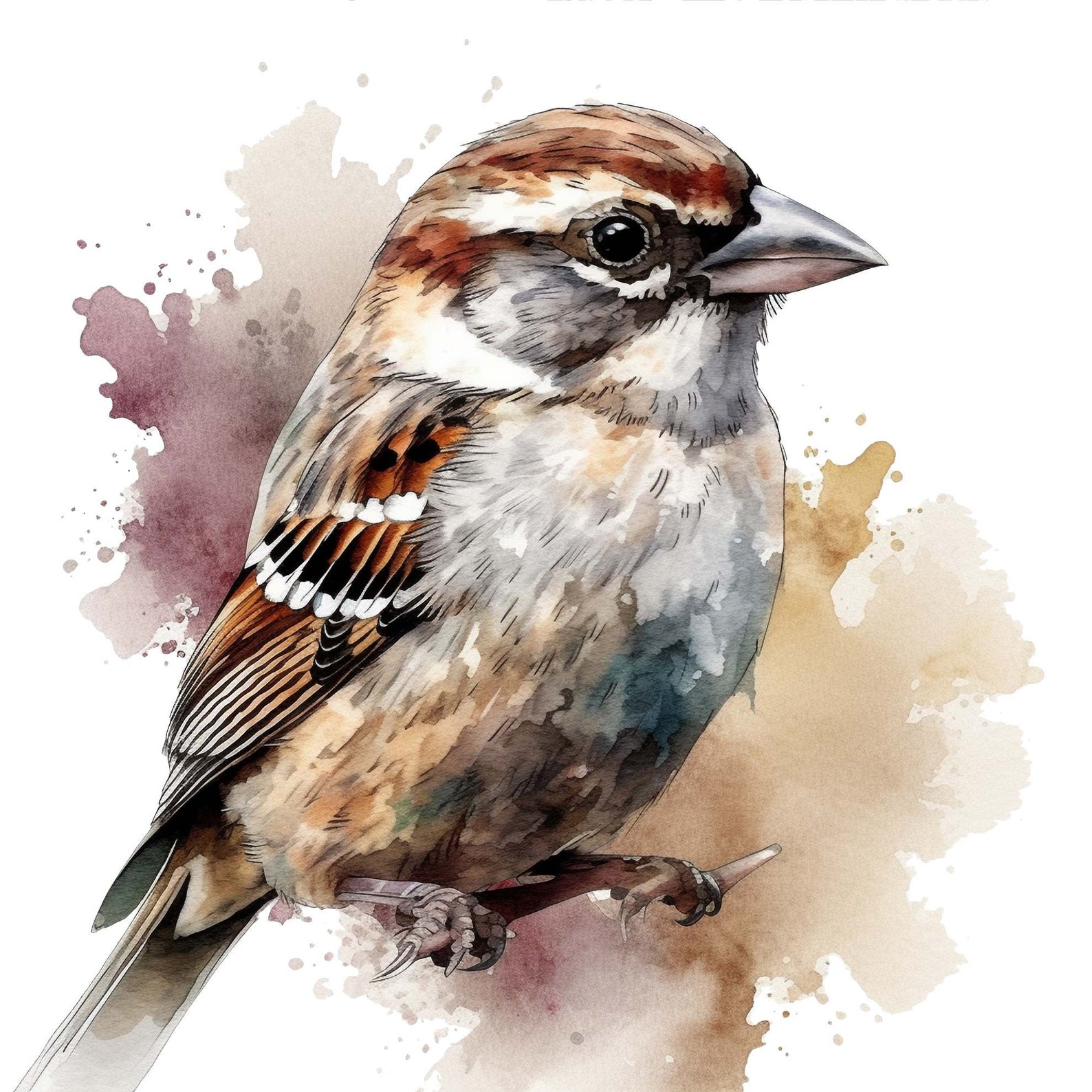 Sparrow Clipart - Watercolor Clipart High Quality Pngs - Set of 4 Water ...