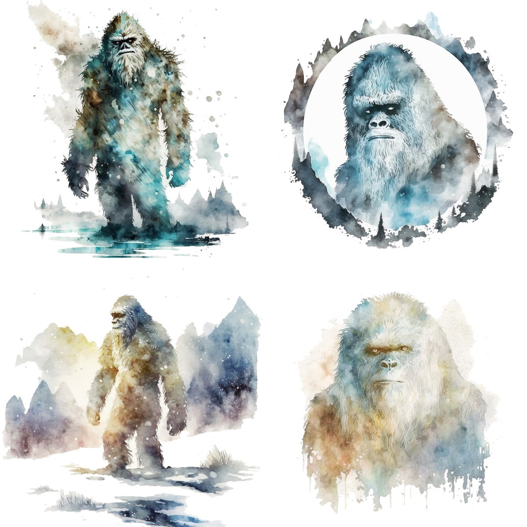 Yeti Watercolor Clipart Set - 4 PNG Files for Yeti Wall Art ...