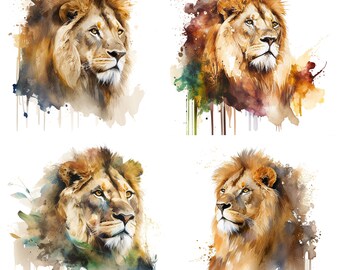 Mountain Lion Watercolor Clipart Set of 4 Commercial Use PNG Digital ...