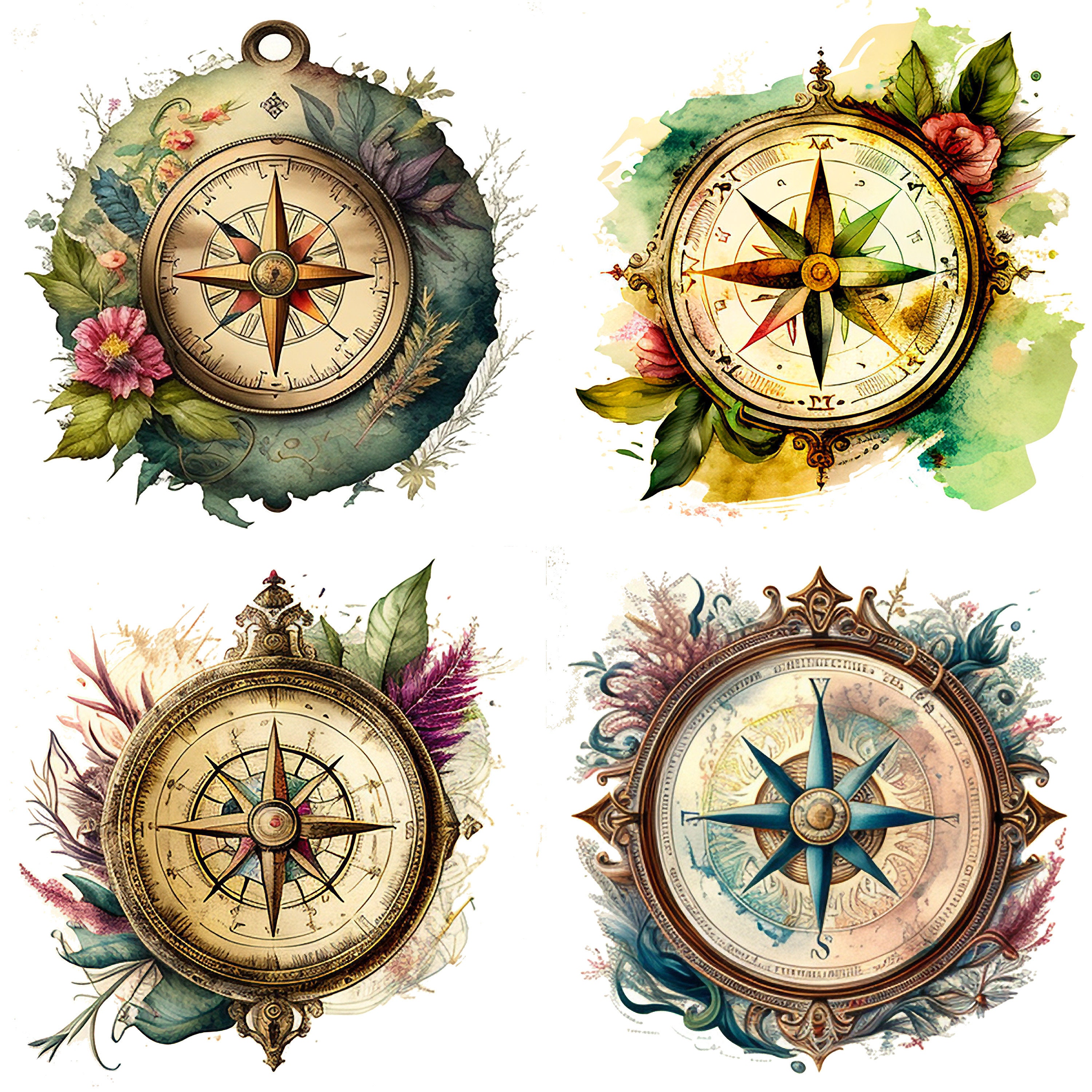 Antique Compass Rose Tattoo