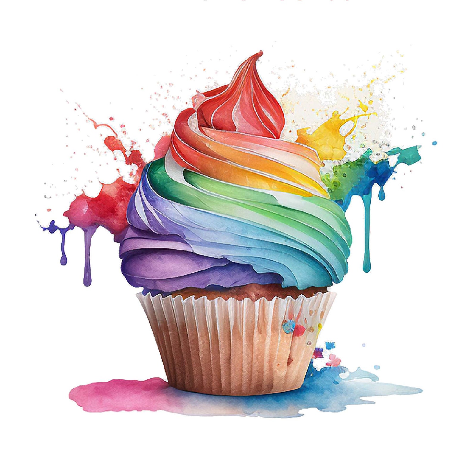 Watercolor Rainbow Cupcake Clipart Set of 4 PNG Files Watercolor ...