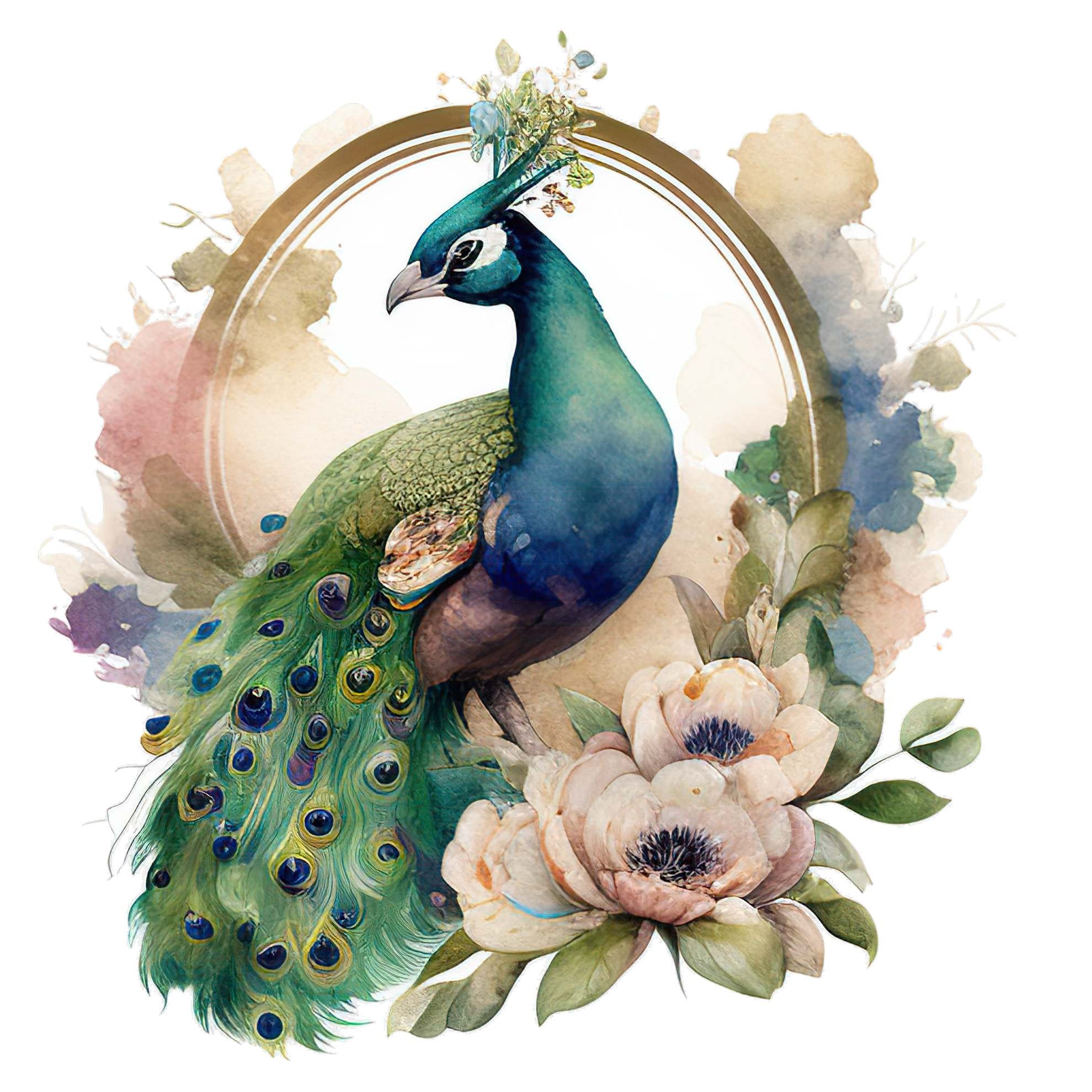 Peacock Clipart Sublimation Set of 4 Watercolor Clipart Digital ...