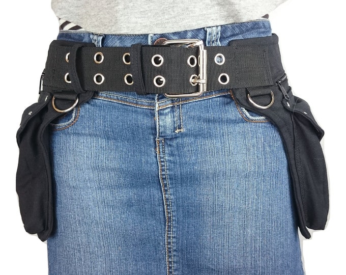 Utility Belt With Two Side Pockets Extra Studs Metal Buckle - Etsy