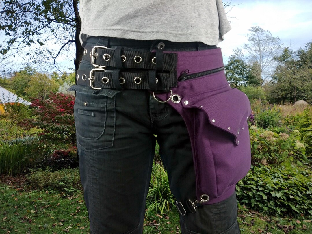 Dark Purple Leg Bag With a Removable Leg Strap on the Thigh, and ...