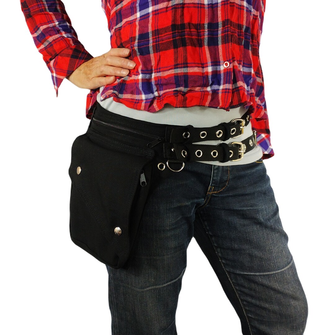 Utility Belt With an Asymmetrical Flap, 2 Waist Belts, Made of Black ...