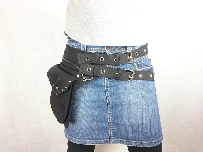 Utility belt black organic cotton also plus size metal | Etsy