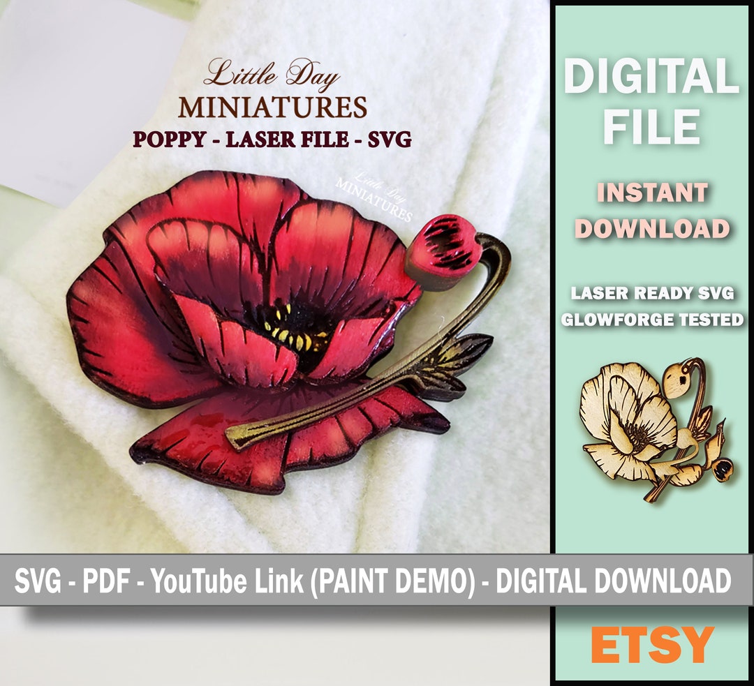 Poppy SVG File - Laser File - Glowforge Ready - Laser Cutting ...