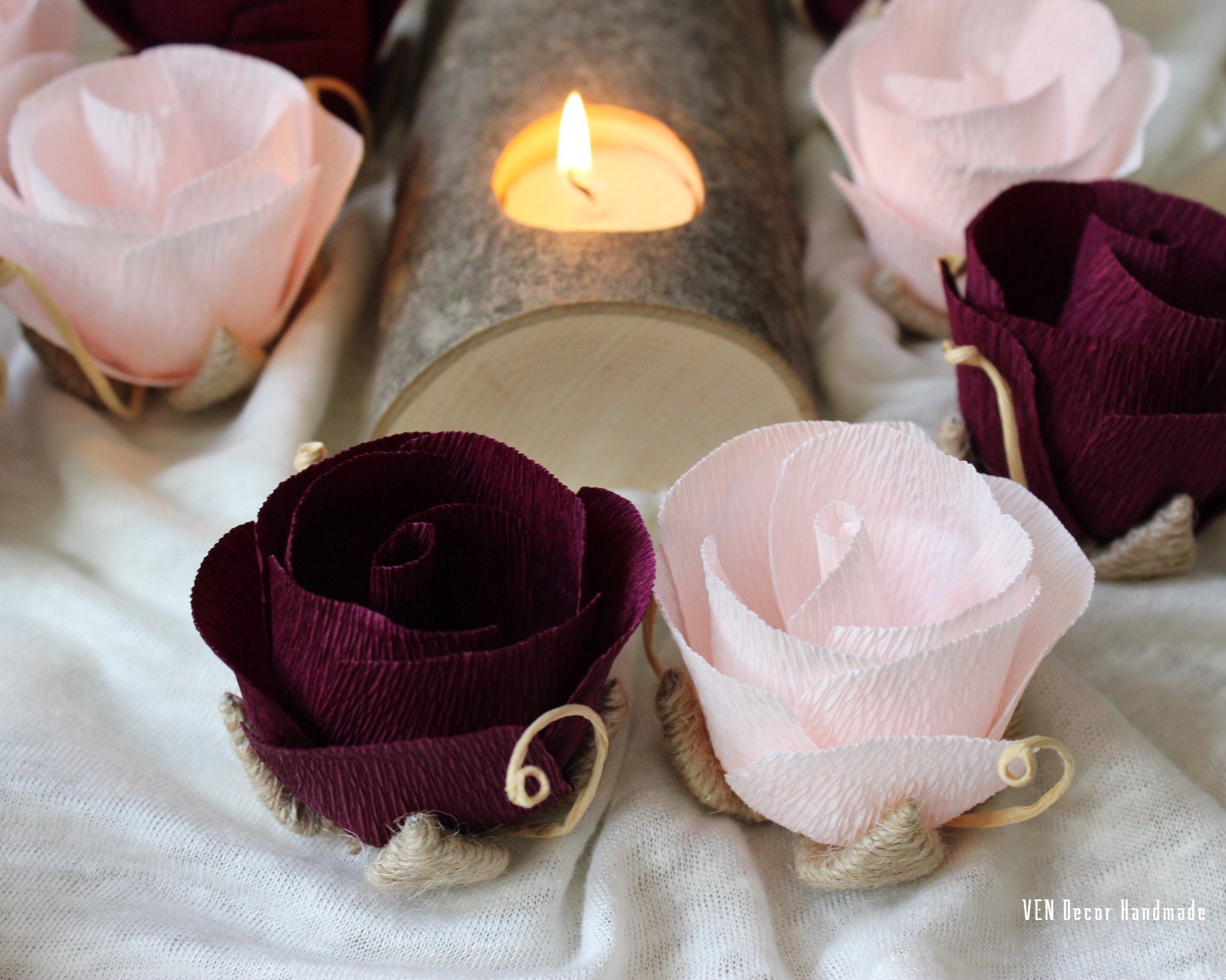 Rustic Wedding Decor Paper Table Flowers Set of 10 Rustic | Etsy