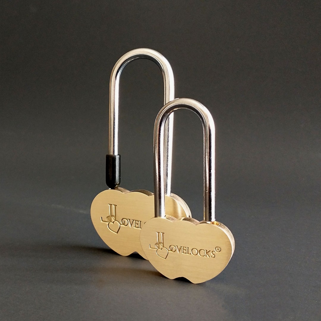 Lovelocks Petite Solid Brass Love Lock Double Heart Padlock, Wedding ...