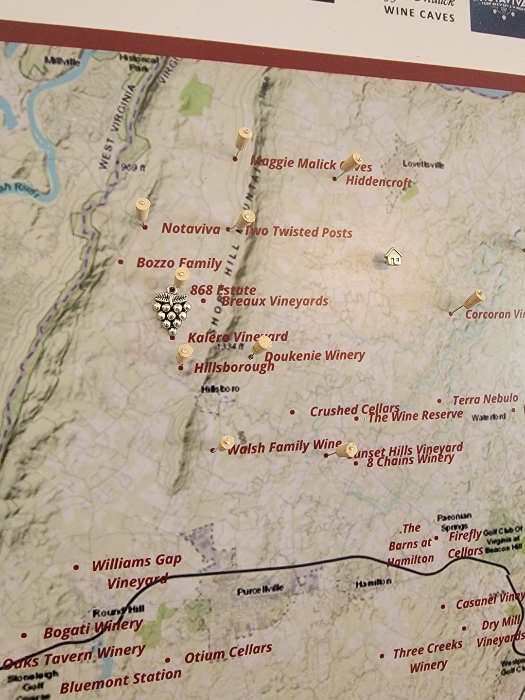 Loudoun County Wineries Map Tracking Wine Virginia Pin Trail - Etsy