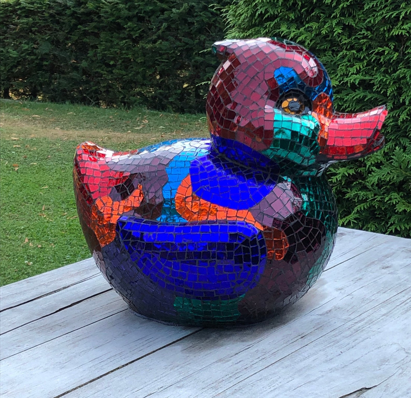 Badeend glasmozaïek XL mooi voor in de tuin - Etsy España