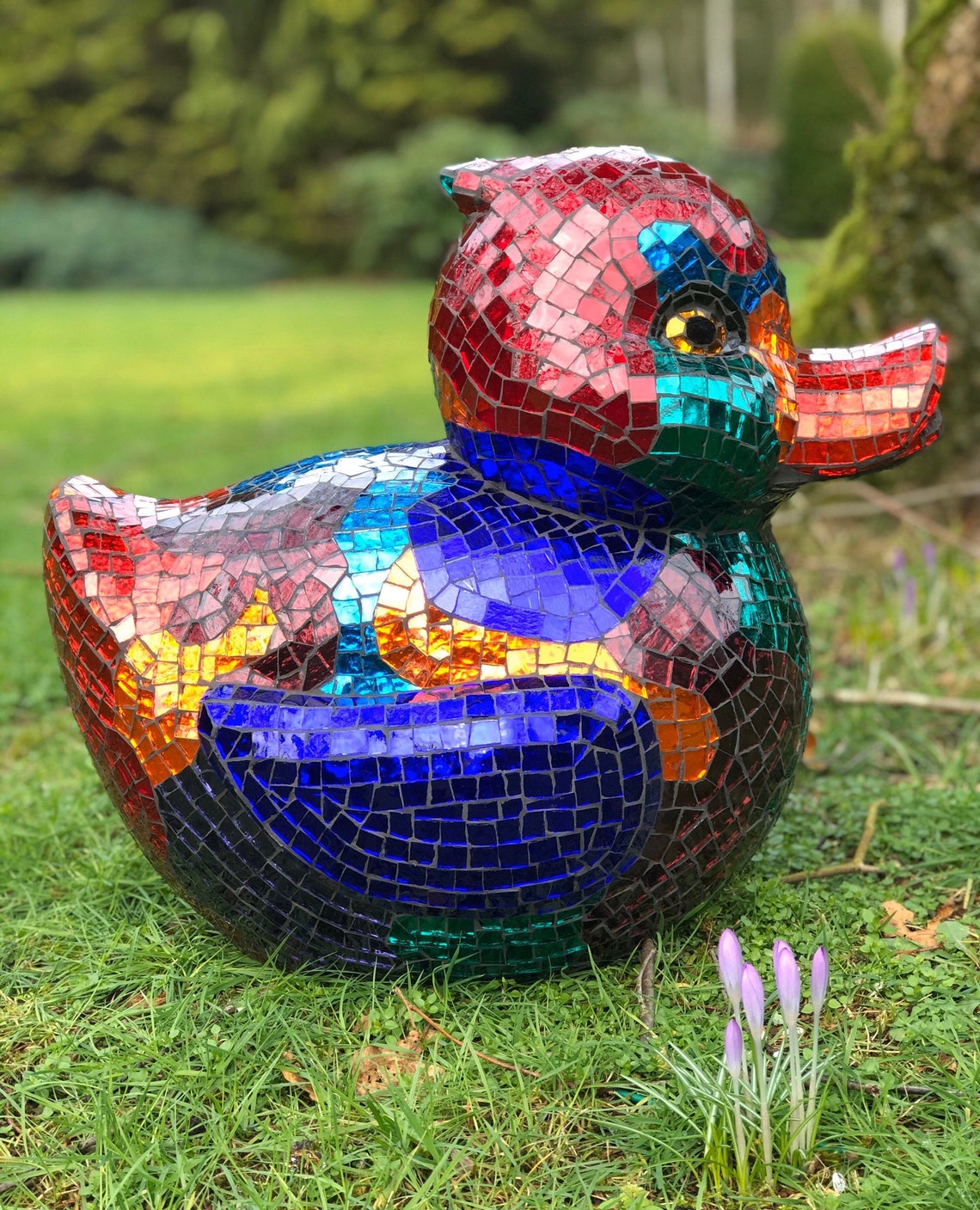 Badeend glasmozaïek XL mooi voor in de tuin - Etsy España