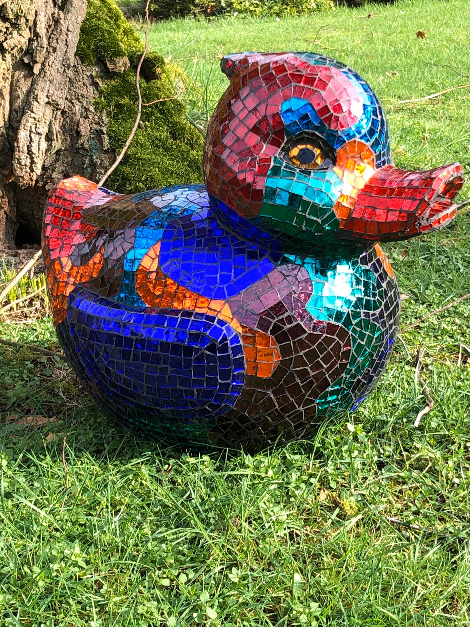 Badeend glasmozaïek XL mooi voor in de tuin - Etsy España