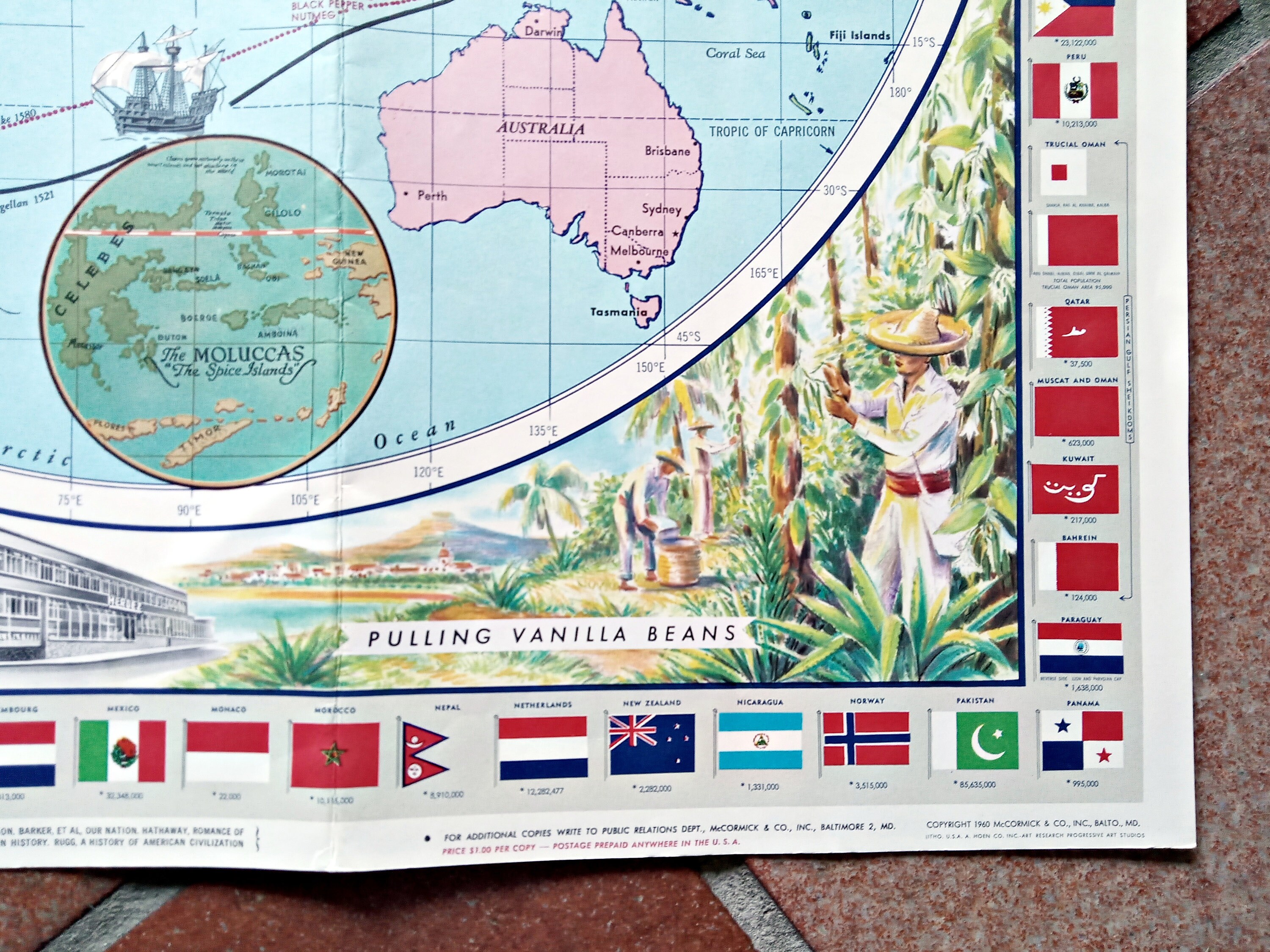 C.1959 Mccormick's Pictorial Map of the World. Tea, Coffee, Spice Map ...