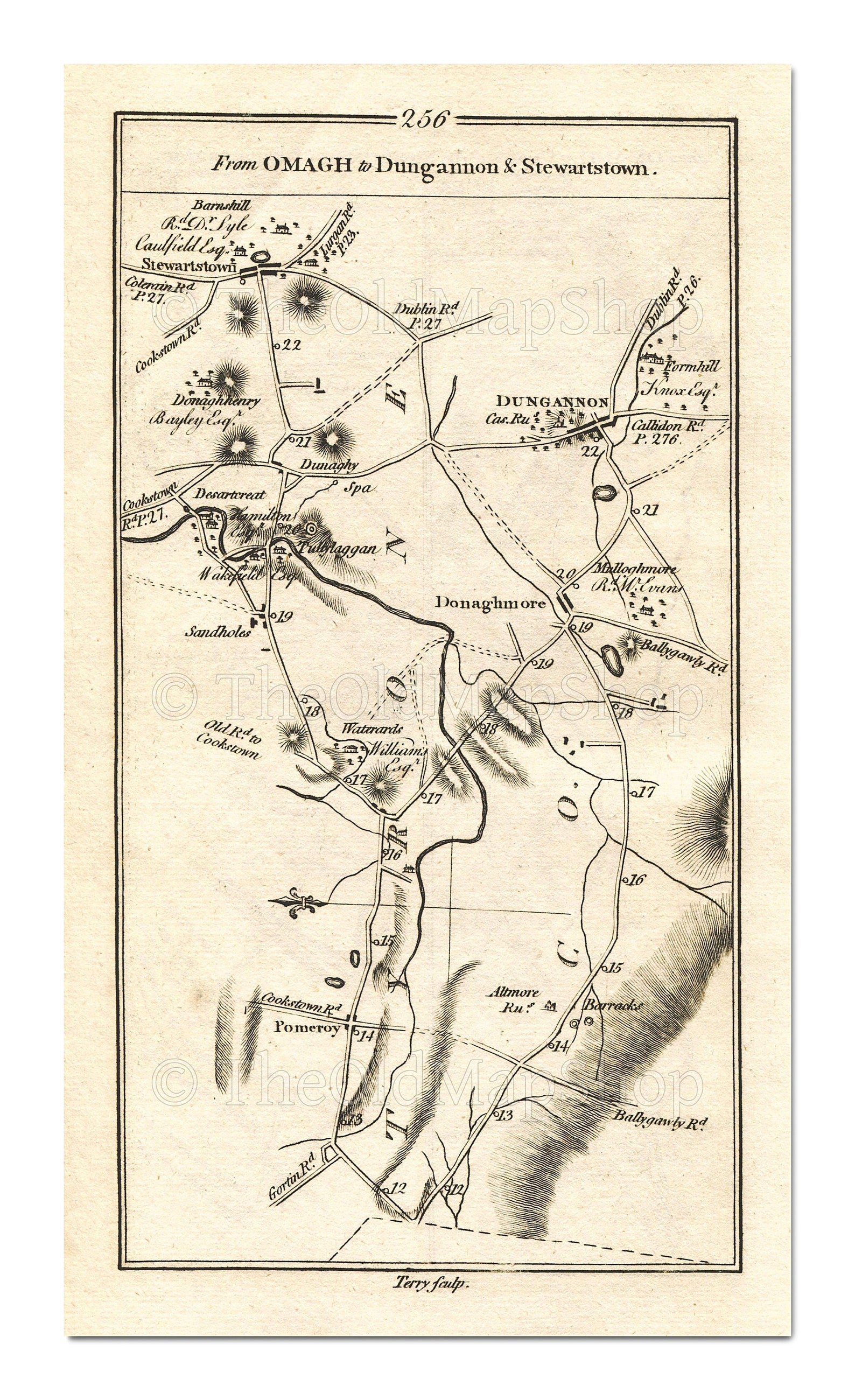Antique Ireland Road Map Pomeroy Tyrone Donaghmore Dungannon - Etsy