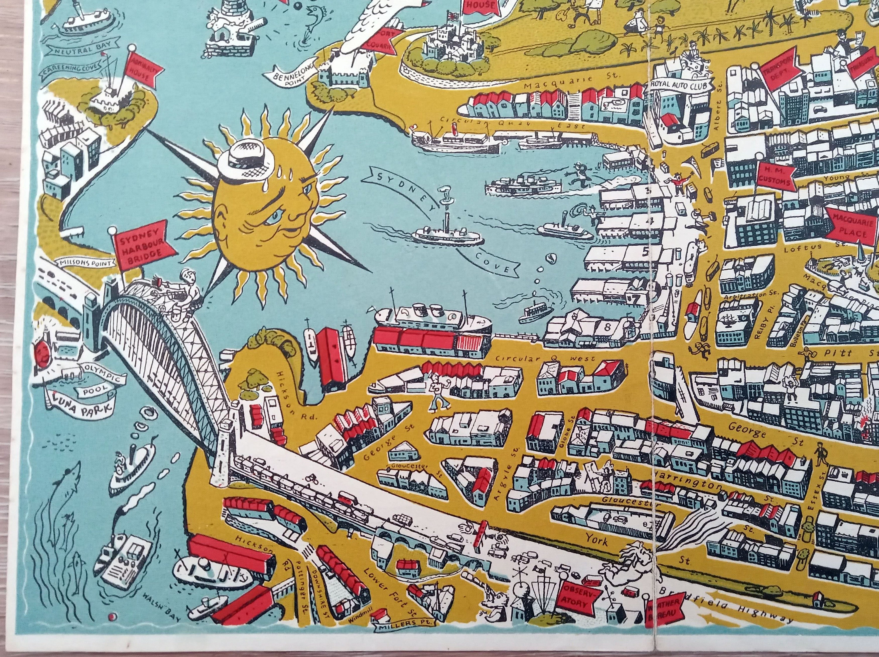 Rare 1948 Map of Sydney & Inhabitants Pictorial Bird's-eye - Etsy