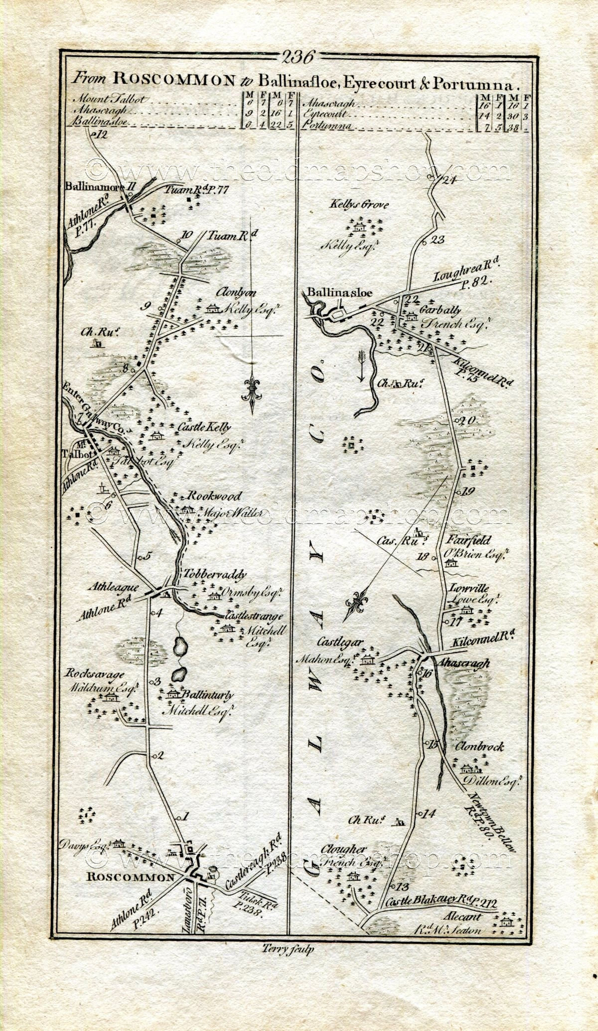 1778 Taylor & Skinner Antique Ireland Road Map 235/236 Ballyshannon ...