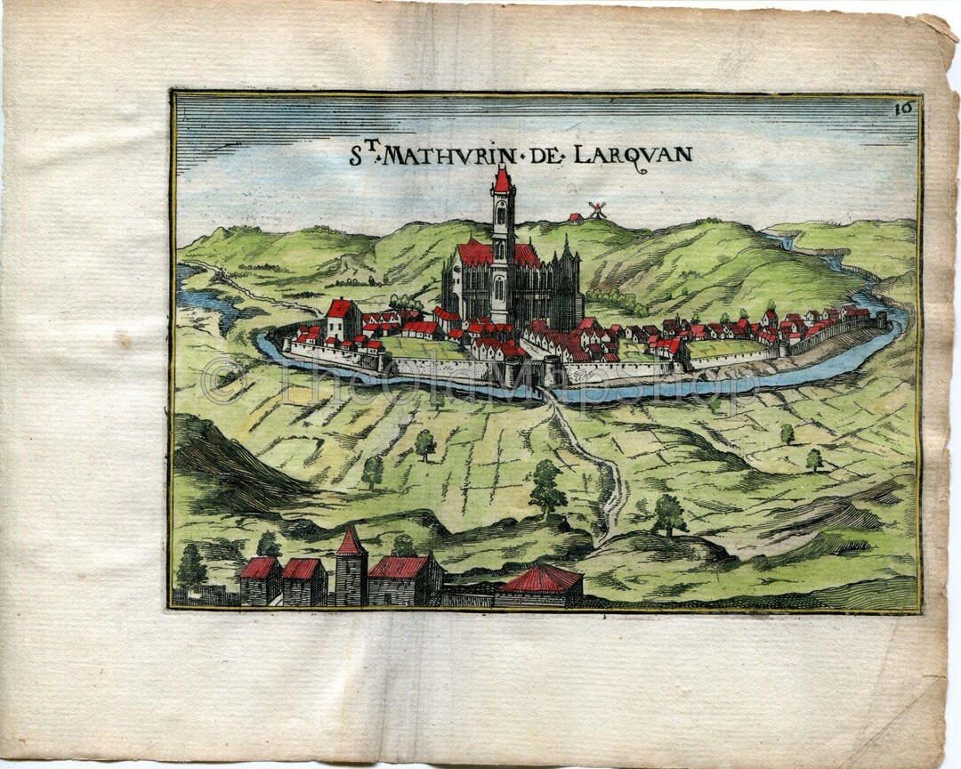 1634 Nicolas Tassin Antique Print, Vista de pájaro La basílica de Saint ...