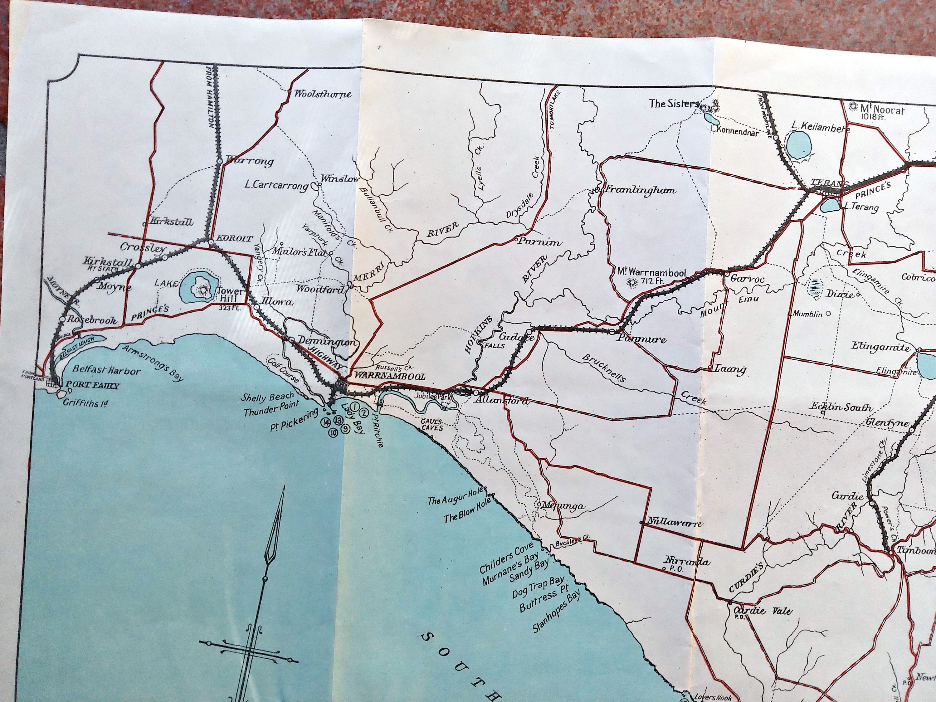 Rare 1933 Tourist Map of Lorne to Port Fairy, Apollo Bay, Victoria ...