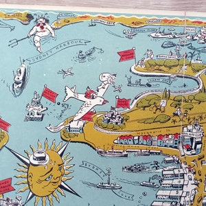 Rare 1948 Map of Sydney & Inhabitants Pictorial Bird's-eye View by ...